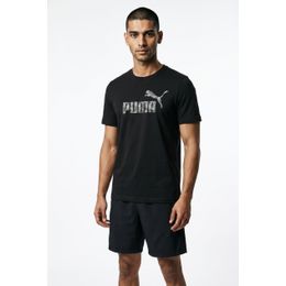 Puma Herren T-Shirt "ESS CAMO TEE", schwarz, Gr. XXL, tarnfarben, Jersey, Obermaterial: 100% Baumwolle, Shirts, gerade Passform, Kurzarm, f&uuml;r Alltag