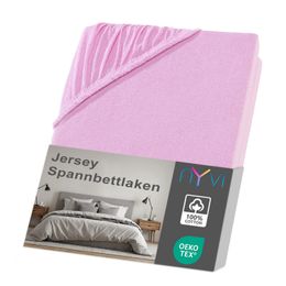 NYVI Jersey Spannbettlaken DreamScience f&uuml;r Matratzen bis 22 cm H&ouml;he - Weich & Anschmiegsam, Rundumgummizug, B&uuml;gelfrei Farbe:rosa;Gr&ouml;&szlig;e:140x200 - 160x200 cm