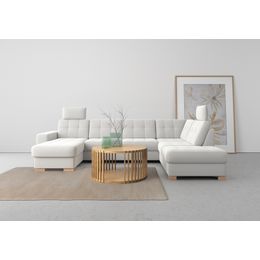 Sit & More Wohnlandschaft SIT & MORE, B:312cm H:82cm T:213cm, silber, Sofas, "Quincy U-Form", wahlweise mit Schlaffunktion und Bettkasten