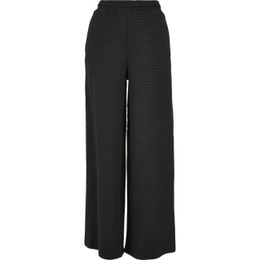 Urban Classics Damen Stoffhose "Urban Classics Damen Ladies Quilte Wide Leg Sweat Pants", schwarz, Gr. XS, unifarben, 95% Polyester, 5% Elasthan,