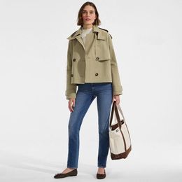 LANDS' END Kurzer Trenchcoat mit Kapuze f&uuml;r Damen in Petite-Gr&ouml;&szlig;e, Damen, size: petite, Gr&uuml;n, by Lands' End