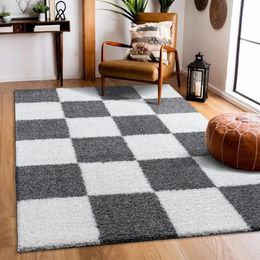Hochflor-Teppich Sanat, B:120cm H:30mm L:170cm, grau, Kunstfaser, Teppiche, "Milano 1250, auch als L&auml;ufer und in Rund", Hochflor, Shaggy, Karo,
