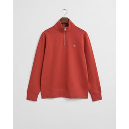 Gant Herren Sweatshirt "REG SHIELD HALF ZIP SWEAT", rot, Gr. 5XL, Obermaterial: 87% Baumwolle, 13% Polyester, Sweatshirts, mit Logostickerei auf der