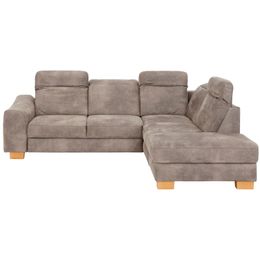 Ecksofa Home Affaire, B:263cm H:86cm T:219cm, grau, Luxus-Microfaser Florence (100% Polyester), Wohnzimmer, Sofas, "Dundee L-Form", wahlweise mit