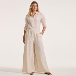 LANDS' END Premium Reinleinen-Palazzohose f&uuml;r Damen, Damen, size: regular, Elfenbein, Leinen, by Lands' End