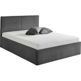 Polsterbett, B:148cm L:210cm, grau, Westfalia Schlafkomfort, Bezug. Hochwertiger Breitcord, 100% Polyester pflegeleicht, Polsterung: Polsterwatte,