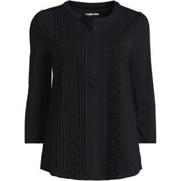 LANDS' END Shirt aus Baumwolle/Modalmix mit 3/4-&Auml;rmeln, Damen, size: regular, Schwarz, Baumwolle Modal, by Lands' End