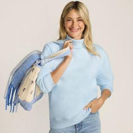 LANDS' END Serious Sweats Rollkragenpullover f&uuml;r Damen, Damen, size: regular, Blau, Baumwoll-Mischung/Polyester-Mischung, by Lands' End