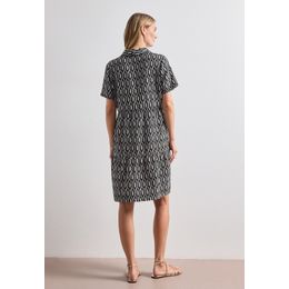 Street One Damen Druckkleidclay sand, Gr. 34, gemustert, Web, Obermaterial: 88% Viskose, 12% Polyamid, Kleider, Knielanges Sommerkleid, Kurzarm,
