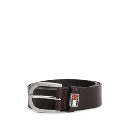 Tommy Jeans Herren Lederg&uuml;rtel "TJM RYAN 3.5", braun, Gr. 85, unifarben, Leder, G&uuml;rtel, Gr&ouml;&szlig;enverstellbar mit genarbtem Finish