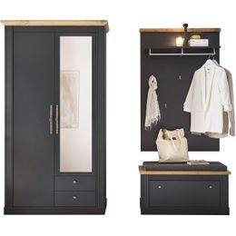 Garderoben-Set OTTO HOME, B:220cm H:203cm T:46cm, grau, Flur, Kastenm&ouml;bel-Sets, "Westminster, Garderobe im Landhausstil, Komplettset mit viel