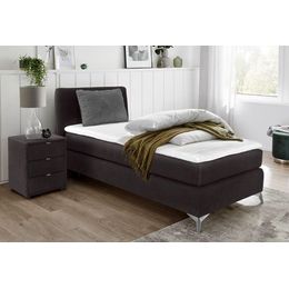 Jockenh&ouml;fer Boxspringbett, B:98cm L:209cm, grau, JOCKENH&Ouml;FER GRUPPE, Bezug Bett: Microfaser (100% Polyester);Topper und Matratzenspiegel: 100% Polyester,