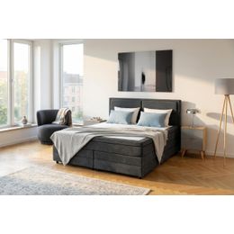 Boxspringbett OTTO HOME, B:181cm L:210cm, grau, Komplettbetten, "FYNNA Polsterbett mit Bettkasten & 7-Zonen-Taschenfederkernmatratze H3", mit 7 cm
