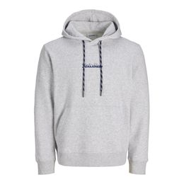 Jack & Jones JACK & JONES Herren Kapuzensweatshirt "JJKENDRICK SWEAT HOOD", wei&szlig;, Gr. XL, bedruckt, angeraute Sweatware, Obermaterial: 60% Baumwolle, 40%