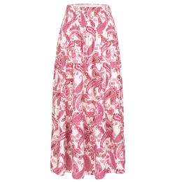 CLOUD 5IVE Damen Sommerrock "CLOUD 5IVE Maxi Skirt with paisley print", rosa, Gr. XS, 95% Polyester, 5% Elasthan, R&ouml;cke