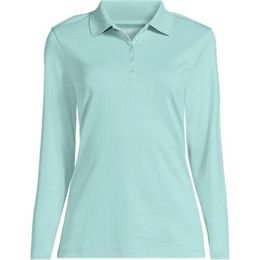 LANDS' END Supima-Poloshirt mit langen &Auml;rmeln f&uuml;r Damen, Damen, size: regular, Gr&uuml;n, Baumwolle, by Lands' End
