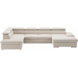 Sit & More Wohnlandschaft SIT & MORE, B:349cm H:73cm T:226cm, beige, 100% Polyester, Sofas, "Valantine U-Form, B: 349 cm", mit Arm- & Kopfteilverstellung,
