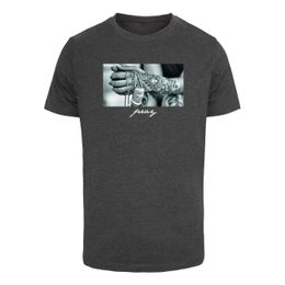 MisterTee Herren T-Shirt "MisterTee Herren Pray 2.0 Tee", grau, Gr. XS, unifarben, 100% Baumwolle, Shirts