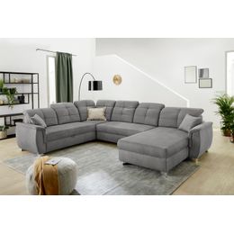 Jockenh&ouml;fer Wohnlandschaft, B:354cm T:100cm, grau, JOCKENH&Ouml;FER GRUPPE, Luxus-Mocrofaser in Lederoptik (100% Polyester);Kissen: 44% Polyethylem, 30% Polyacryl,
