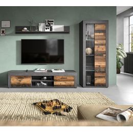 Wohnwand OTTO HOME, B:235cm H:159cm T:40cm, grau, Holzwerkstoff, Wohnzimmer, Kastenm&ouml;bel-Sets, "AOSTA, Breite 235cm, 3-teilige Wohn-Kombination",