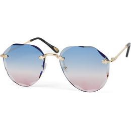 styleBREAKER Damen Pilotenbrille "Rahmenlose Piloten Sonnenbrille mit Diamant Schliff", blau, Modisch, Sonnenbrillen