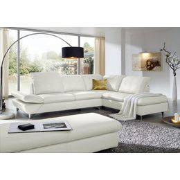 Ecksofa W.Schillig, B:296cm H:84cm T:242cm, wei&szlig;, Longlife Xtra-Leder Z73: Naturwalkleder der Luxusklasse aus den erlesensten Rohh&auml;uten. Hautst&auml;rke