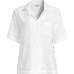 LANDS' END Kurz&auml;rmelige Musselin-Bluse, Damen, size: regular, Wei&szlig;, Baumwolle, by Lands' End