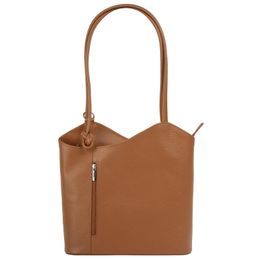 CLUTY Damen Cityrucksack, braun, Leder, Rindsleder, beschichtet, leicht gl&auml;nzend, Rucks&auml;cke, echt Leder, Made in Italy