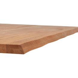 Esstisch OMG DESIGN, B:220cm H:77cm T:100cmnatural oil, schwarz, natural oil, Tische, "Glasgow", Eiche Massivholz ge&ouml;lt, mit Metall-Gestell