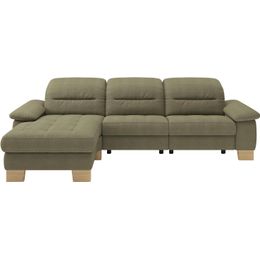 Ecksofa Home Affaire, B:280cm H:84cm T:184cm, gr&uuml;n, 100% Polyester, Wohnzimmer, Sofas, "Basel, mit vollmotorischem Relaxkomfort, Breite 283cm"