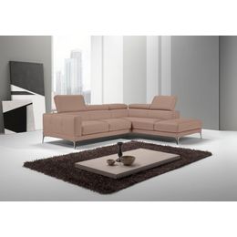 Ecksofa Egoitaliano, B:268cm H:97cm T:226cm, rosa, Luxus-Microfaser (100% Polyester) Leder &raquo;BULL&laquo; (echtes Rindsleder). Geschliffenes, pigmentiertes