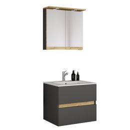 Waschtisch Vcm, B:61cm T:47cm, schwarz, Badezimmer, Waschtische, "3 tlg. Badm&ouml;bel-Set mit Waschbecken Cosila-I 61 cm"
