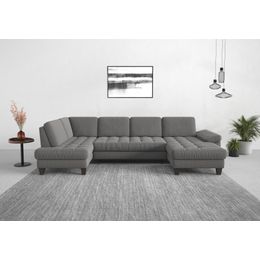 Sit & More Wohnlandschaft SIT & MORE, B:338cm H:88cm T:172cm, grau, 90% Polyester 10%Polyamid, Sofas, "Westham U-Form", wahlweise mit Schlaffunktion,