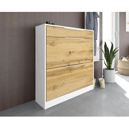 borchardt M&ouml;bel Schuhschrank BORCHARDT M&Ouml;BEL, B:89cm H:96cm T:24cm, wei&szlig;, Flur, Schr&auml;nke, "Oliva", Stehende Montage, Wandmontage & Glasb&ouml;den unter Mehr aus der Serie