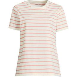 LANDS' END Supima Kurzarm-Shirt mit rundem Ausschnitt f&uuml;r Damen, Damen, size: regular, Elfenbein, Baumwolle, by Lands' End