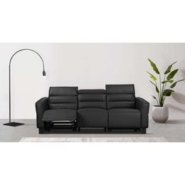 3-Sitzer OTTO HOME, B:224cm H:97cm T:100cm, schwarz, Sofas, "Carpari Naturleder, 224 cm, man./elektr. Relaxfunktion", (USB A/C), sowie