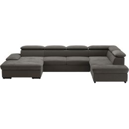 Sit & More Wohnlandschaft SIT & MORE, B:349cm H:73cm T:226cm, grau, 100% Polyester, Sofas, "Alcudia U-Form", wahlweise mit Schlaffunktion