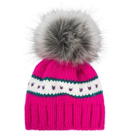 styleBREAKER Jungen Strickm&uuml;tze "Kinder Strick Bommelm&uuml;tze Herzmuster", pink, Modisch, M&uuml;tzen