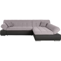 Ecksofa DOMO collection, B:297cm H:80cm T:173cm, schwarz, Struktur fein 100% Polyester;Chenilleoptik 100% Polyester;SOFTLUX/Struktur fein 100%
