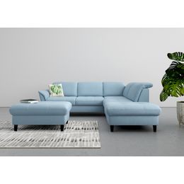 Sit & More Ecksofa SIT & MORE, B:261cm T:224cm, blau, 98% Polyester, 2% Polyamid, Wohnzimmer, Sofas, "Maggiore L-Form", wahlweise mit Kopfteilverstellung,