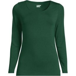 LANDS' END Baumwolle/Modal-Shirt mit Ballett-Ausschnitt f&uuml;r Damen in Petite-Gr&ouml;&szlig;e, Damen, size: petite, Gr&uuml;n, Baumwolle Modal, by Lands' End