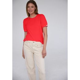 Damen T-Shirtchili rot, Gr. 44, STREET ONE STUDIO, unifarben, Web, 95% Baumwolle, 5% Elasthan, Shirts, mit Rundhalsausschnitt