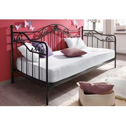 Daybett Home Affaire, B:96cm H:100cm L:210cm, schwarz, Daybetten, "TOPSELLER", mit aufwendigen Verzierungen, inklusive Lattenrost aus Metall