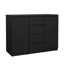 Kommode Home Affaire, B:120,8cm H:90,7cm T:50cm, schwarz, Holzwerkstoff, Schlafzimmer, Sideboards, "Naia, Sideboard, 4 Schubladen, 2 T&uuml;ren,