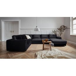 Wohnlandschaft OTTO HOME, B:348cm H:80cm T:270cm, schwarz, Luxus-Microfaser Lederoptik (100% Polyester;Struktur grob (100% Polyester);Samtoptik (100%