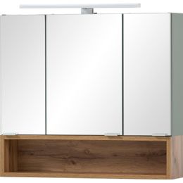 Spiegelschrank Schildmeyer, B:66,6cm H:64,6cm T:16cm, gr&uuml;n, FSC-zertifizierter Holzwerkstoff, Badezimmer, Schr&auml;nke, "Smilla, Spiegelschrank, Made in
