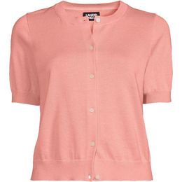 LANDS' END Feinstrick-Cardigan mit kurzen &Auml;rmeln f&uuml;r Damen, Damen, size: regular, Pink, Baumwolle, by Lands' End