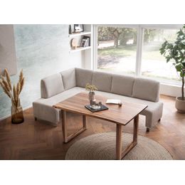Eckbank, B:243cm H:91cm T:158cm, beige, exxpo - SOFA FASHION, NaturLeder;Strukturstoff (Zusammensetzung: Polyester 100%);Luxus-Microfaser