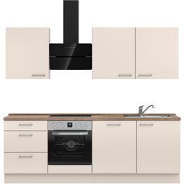 K&uuml;chenzeile Nobilia, B:240,3cm H:216,6cm T:60cm, beige, Komplettk&uuml;chen-Sets, ""Laser II", NEU: individuell anpassbar mit gratis Profi-Beratung",