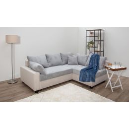 Ecksofa Collection AB, B:224cm H:42cm T:161cm, silber, 100%Polyester, Wohnzimmer, Sofas, "Parma L-Form, B: 224 cm", Schlaffunktion, Bettkasten & 2